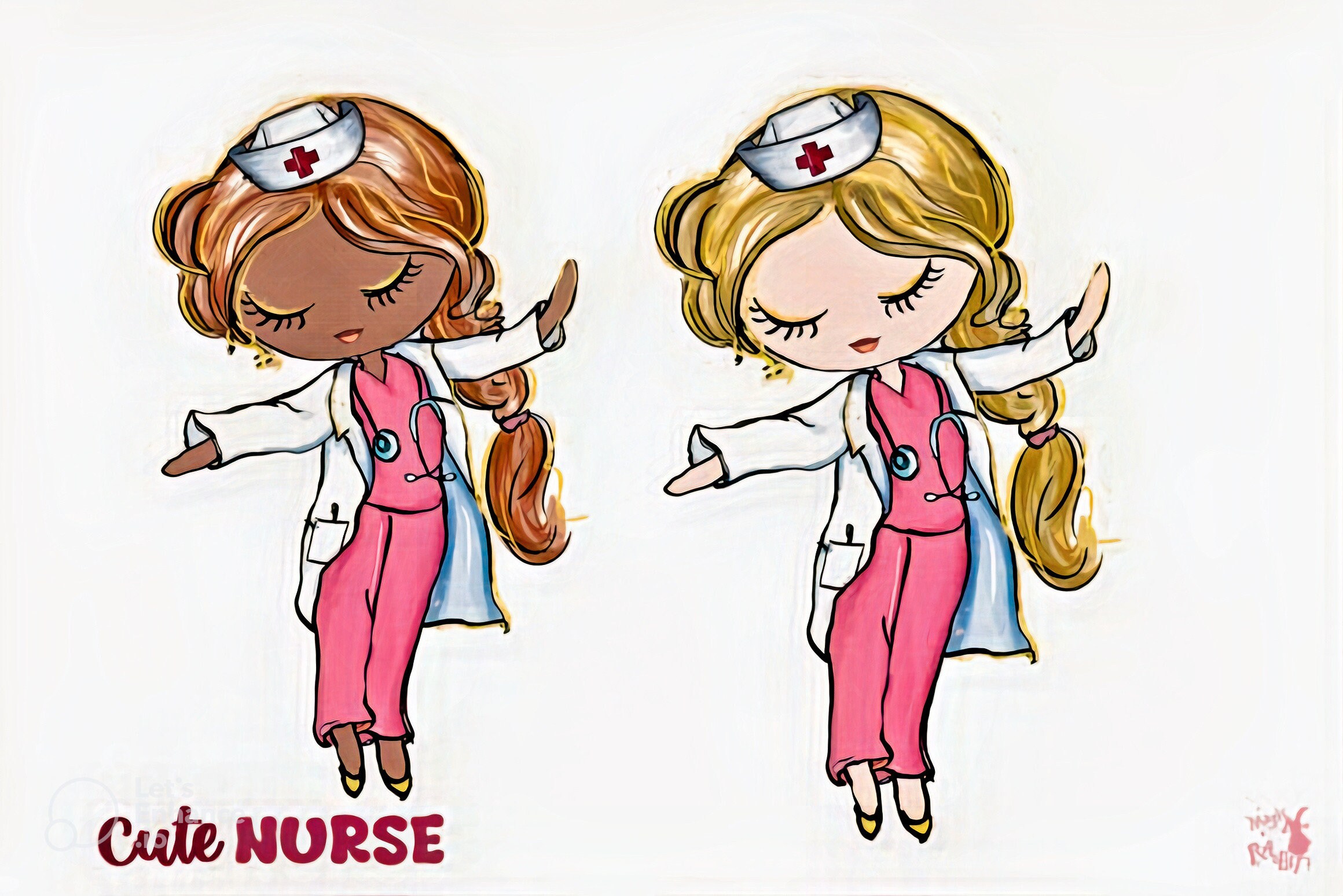 Cute Nurse and Doctor Clipart Bundle Graphics - Medical Clip Art Set ...