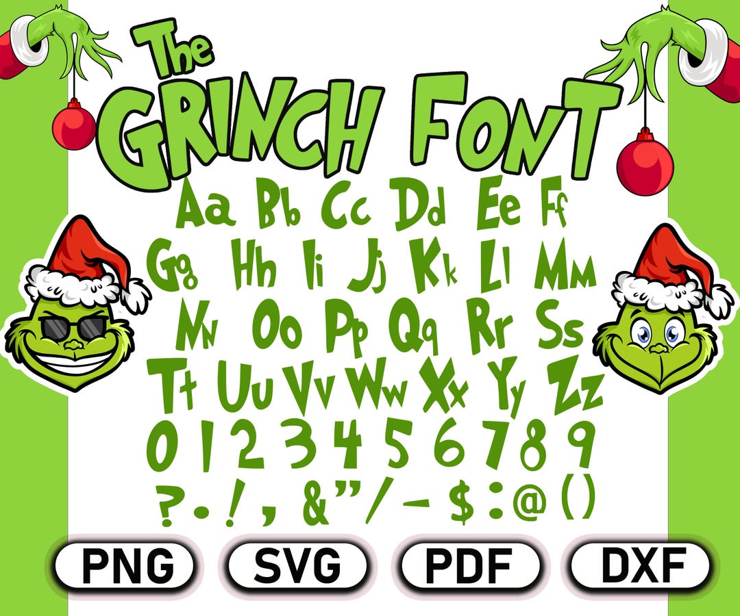 The Grinch Christmas Font SVG OTTF Bundle: Grinch Clipart, Christmas ...