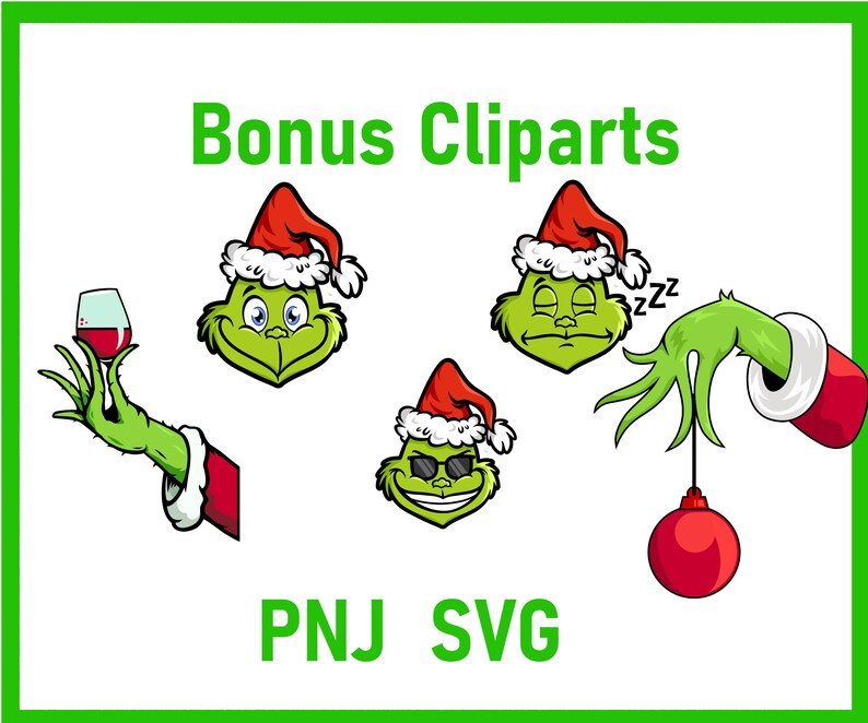 The Grinch Christmas Font SVG OTTF Bundle: Grinch Clipart, Christmas ...