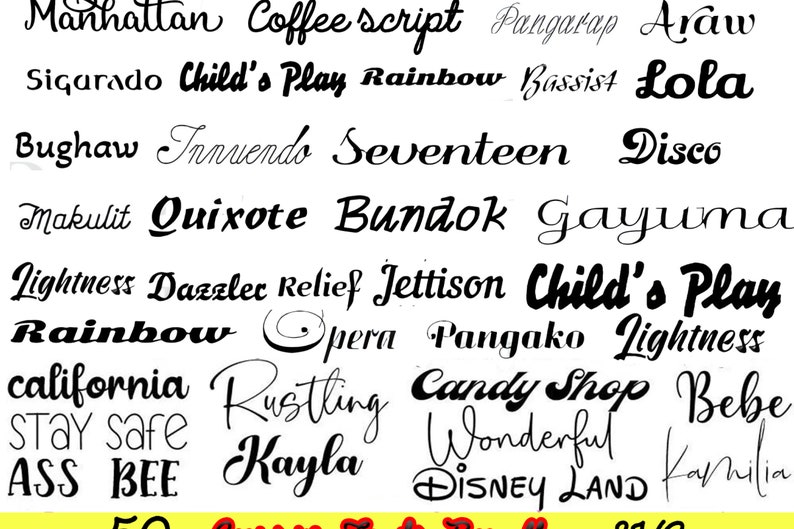 50 Script Fonts Mega Bundle: SVG, Cricut, Canva Fonts (commercial Use ...