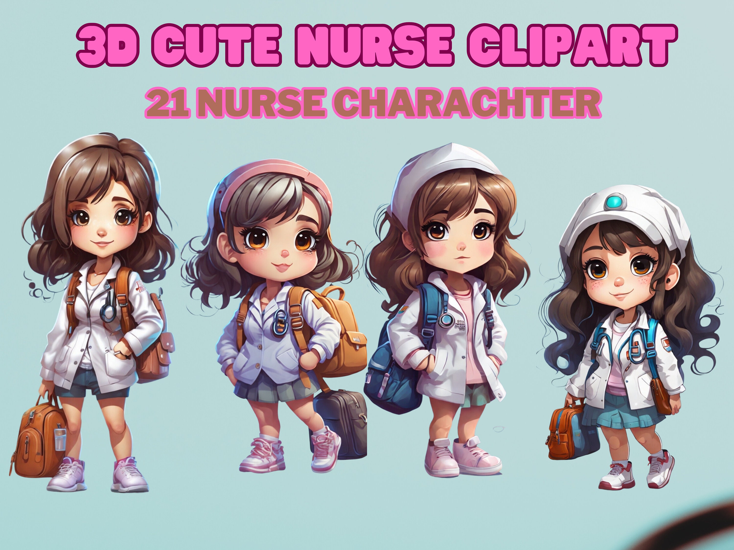 3D Nurse Clipart PNG, Hospital Clipart, Sisters Clipart, Scrubs Best ...