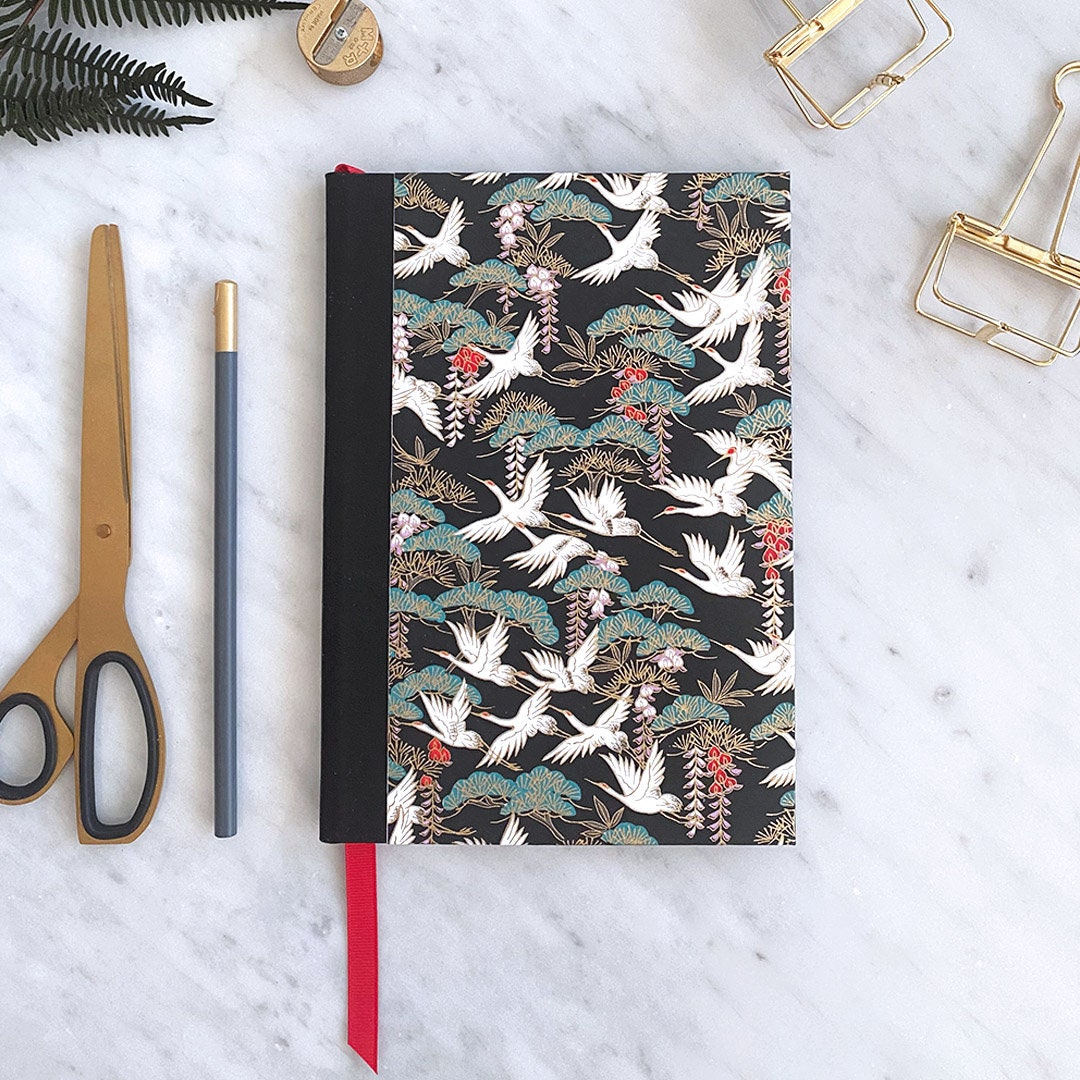Crane Notebook Bird Notebook Japanese Paper Screen Printed Handmade ...