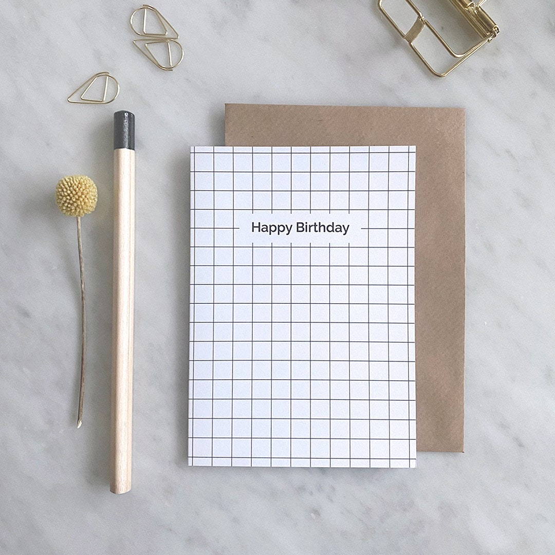 Grid Design Birthday Card - Etsy
