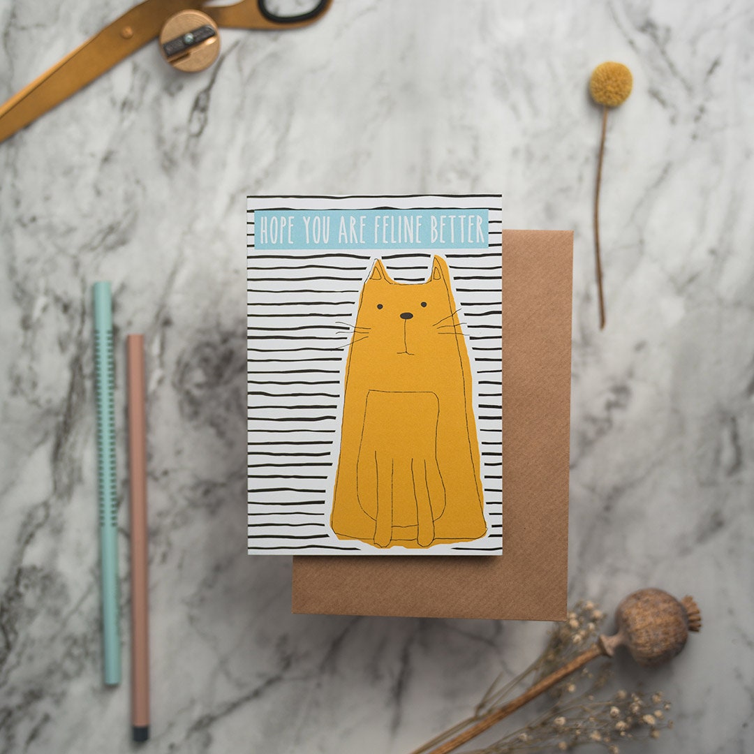 Get Well Soon Cat Card - Etsy