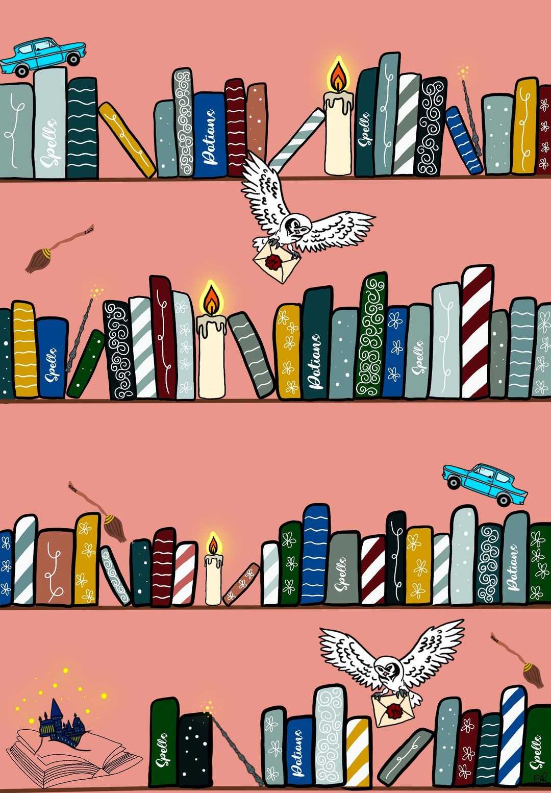 Magical Bookshelf Digital Print - Etsy