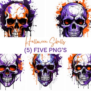 Halloween Skulls PNG File, Halloween Clip Art, Skull Clipart, Trick or ...
