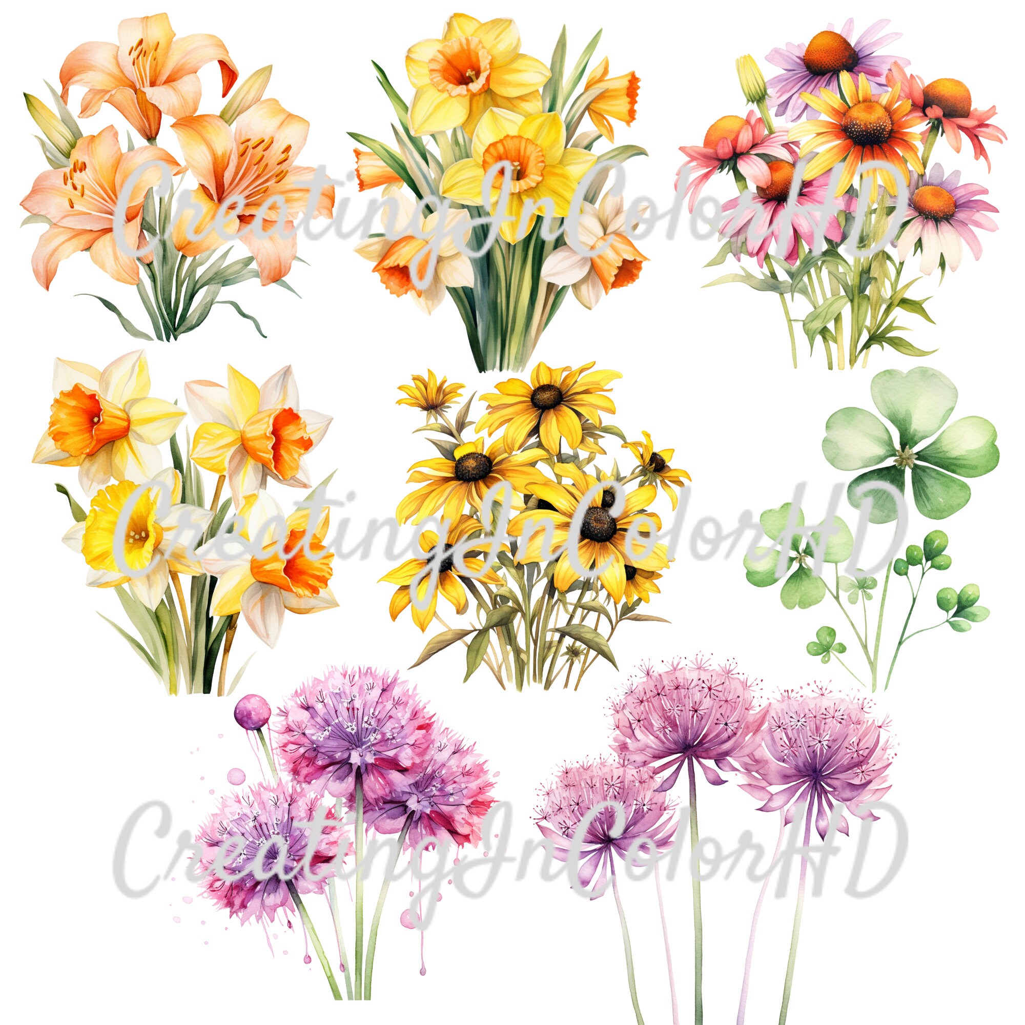 Watercolor Garden Flowers PNG Clipart Wildflower Clip Art PNG Images ...