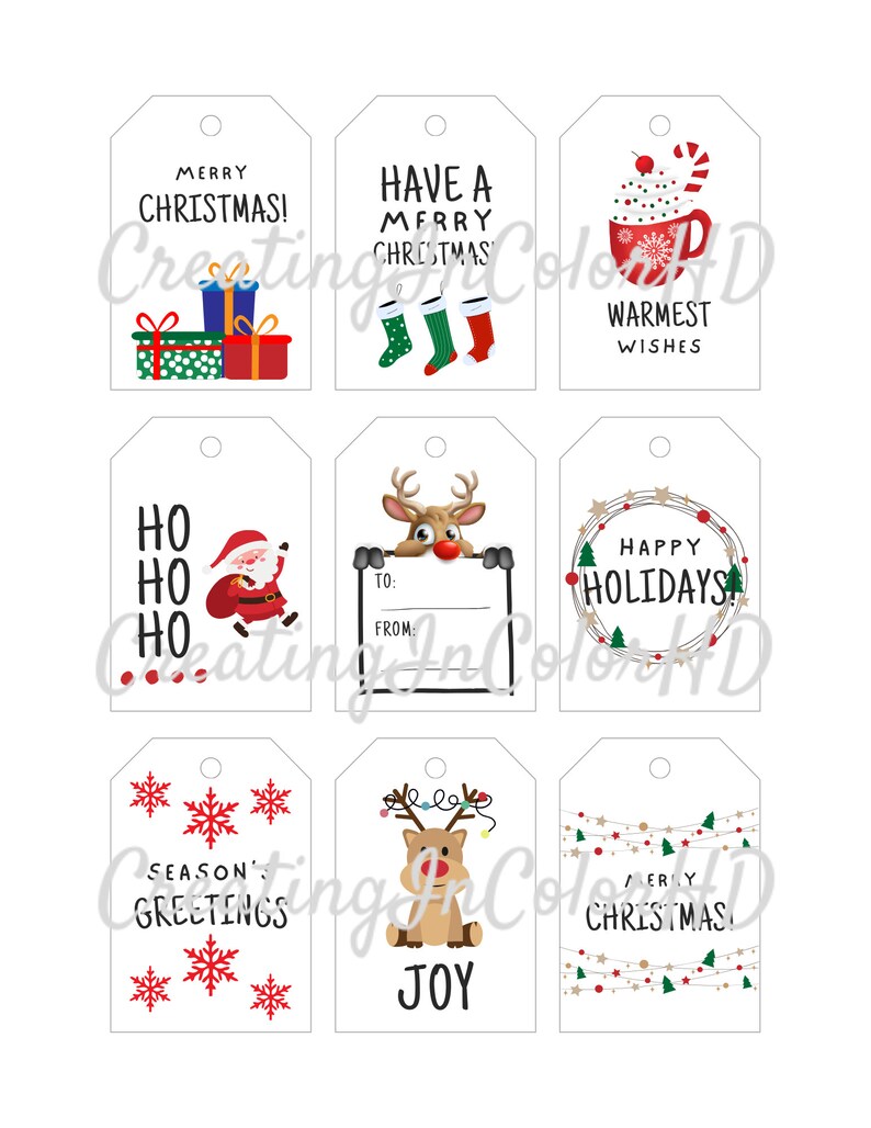 Printable Christmas Gift Tags, Holiday Gift Tag, Christmas Label ...