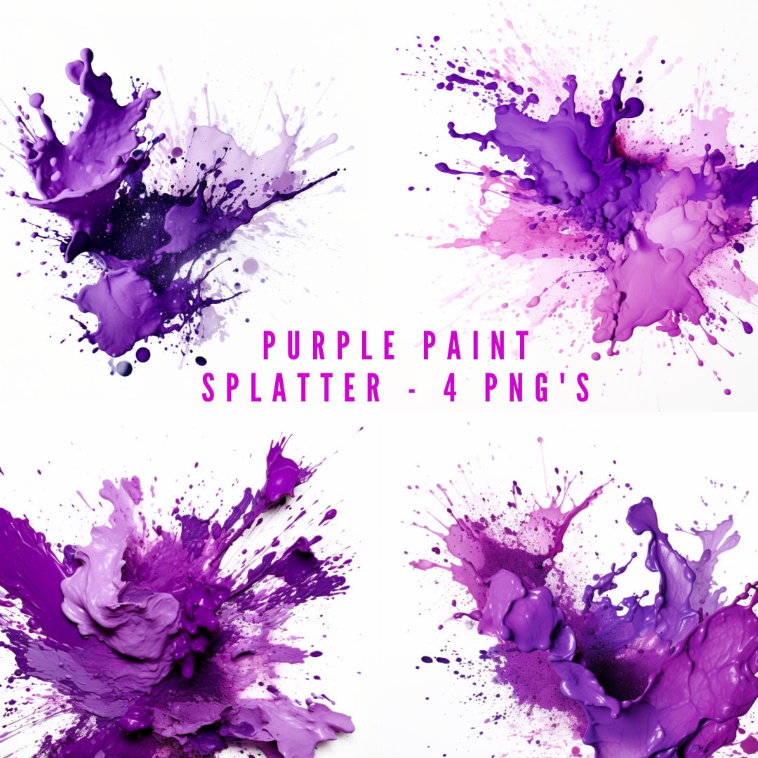 2D Purple Color Paint Splatter PNG Bundle Digital Download, Clip Art ...