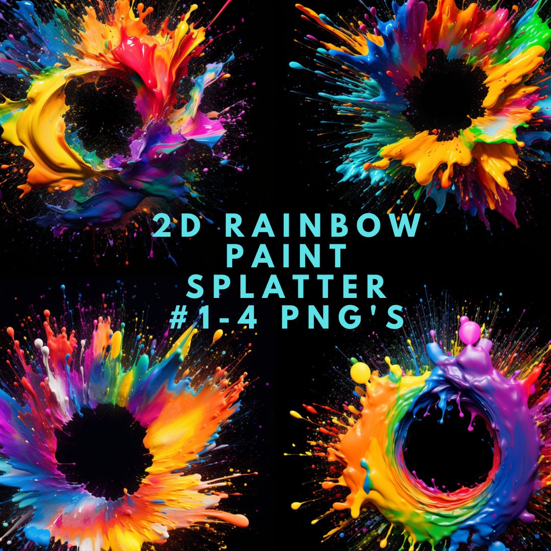 2D Colorful Paint Splatter PNG Bundle Digital Download, Clip Art ...