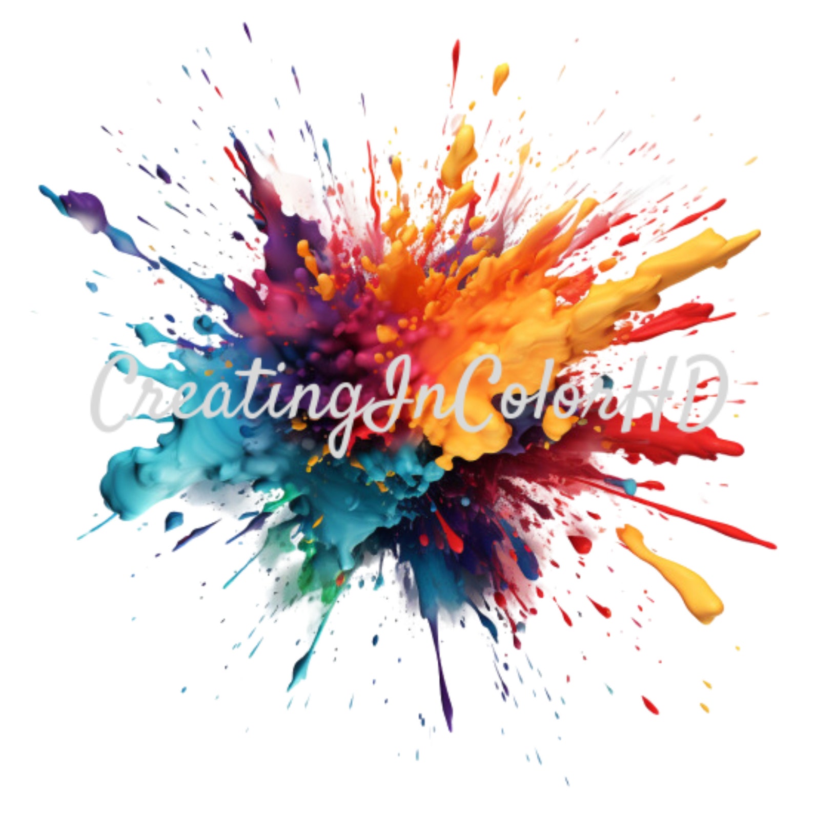 2D Colorful Rainbow Paint Splatter Transparent Background PNG Bundle ...