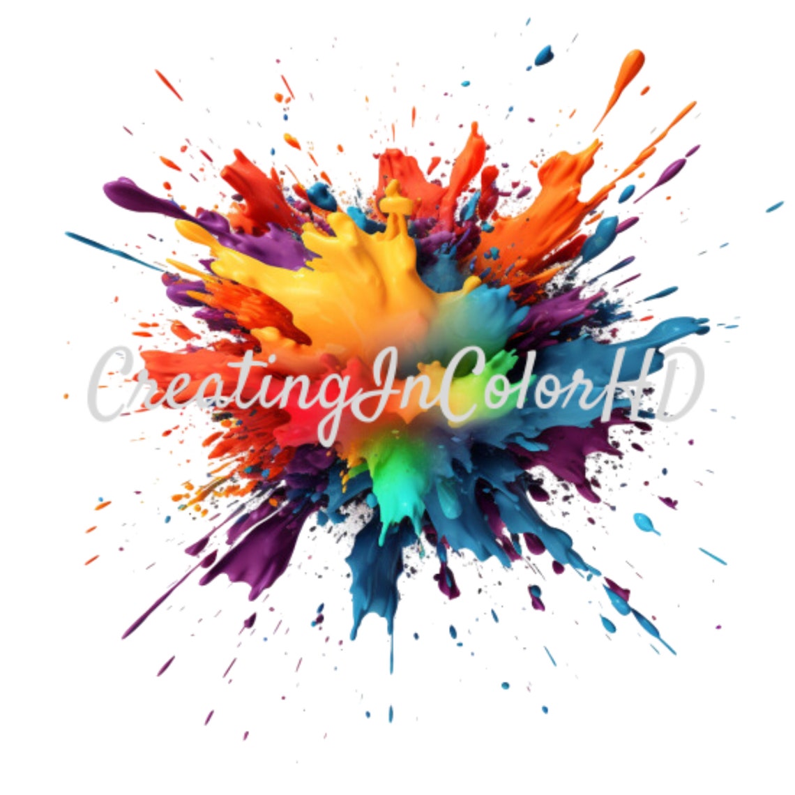 2D Colorful Rainbow Paint Splatter Transparent Background PNG Bundle ...