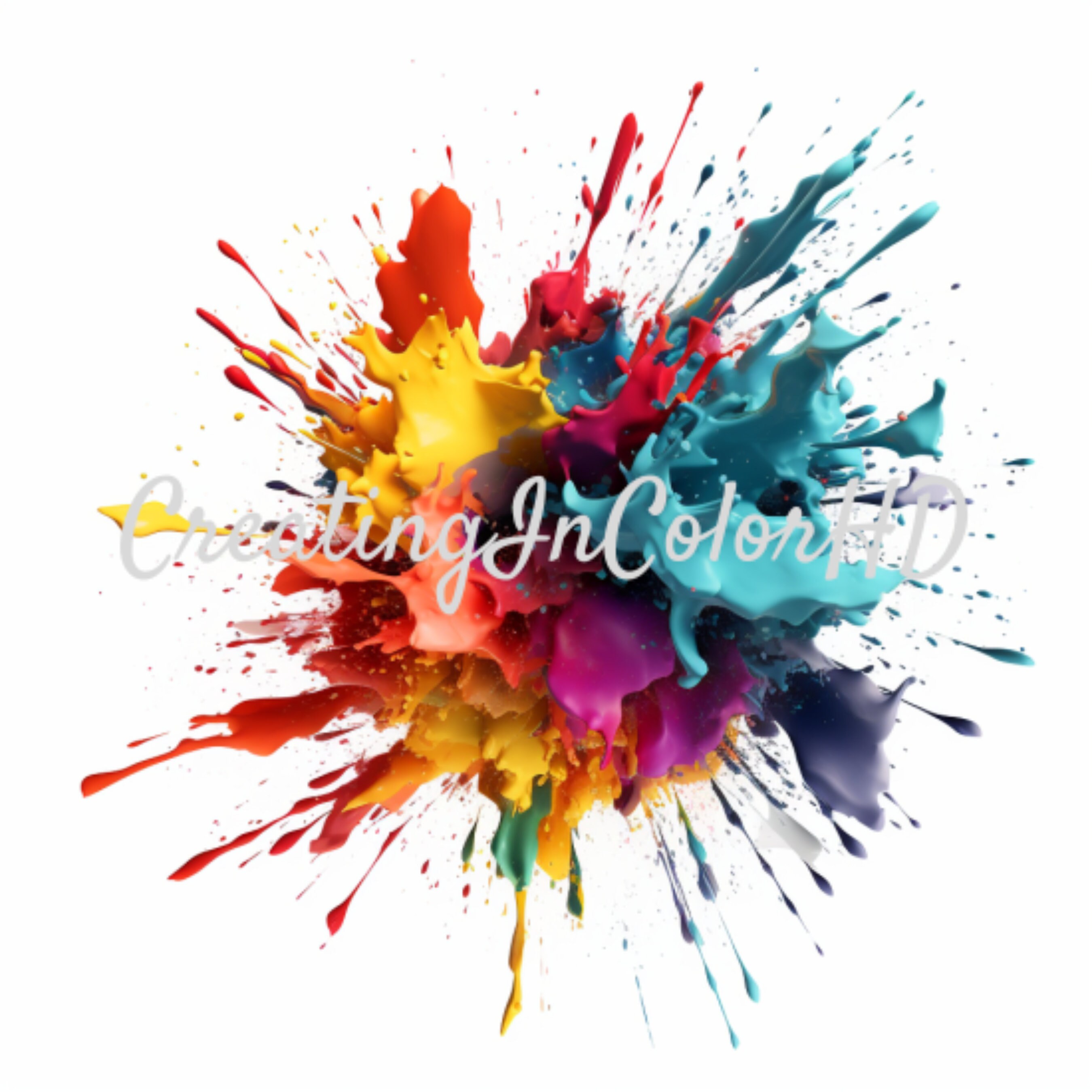 2D Colorful Rainbow Paint Splatter Transparent Background PNG Bundle ...