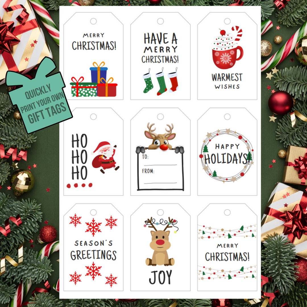 Printable Christmas Gift Tags, Holiday Gift Tag, Christmas Label ...