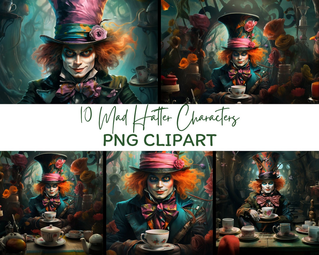 Mad Hatter Character PNG Bundle Digital Download, Clip Art, Sublimation ...