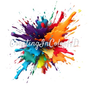 2D Colorful Rainbow Paint Splatter Transparent Background PNG Bundle ...