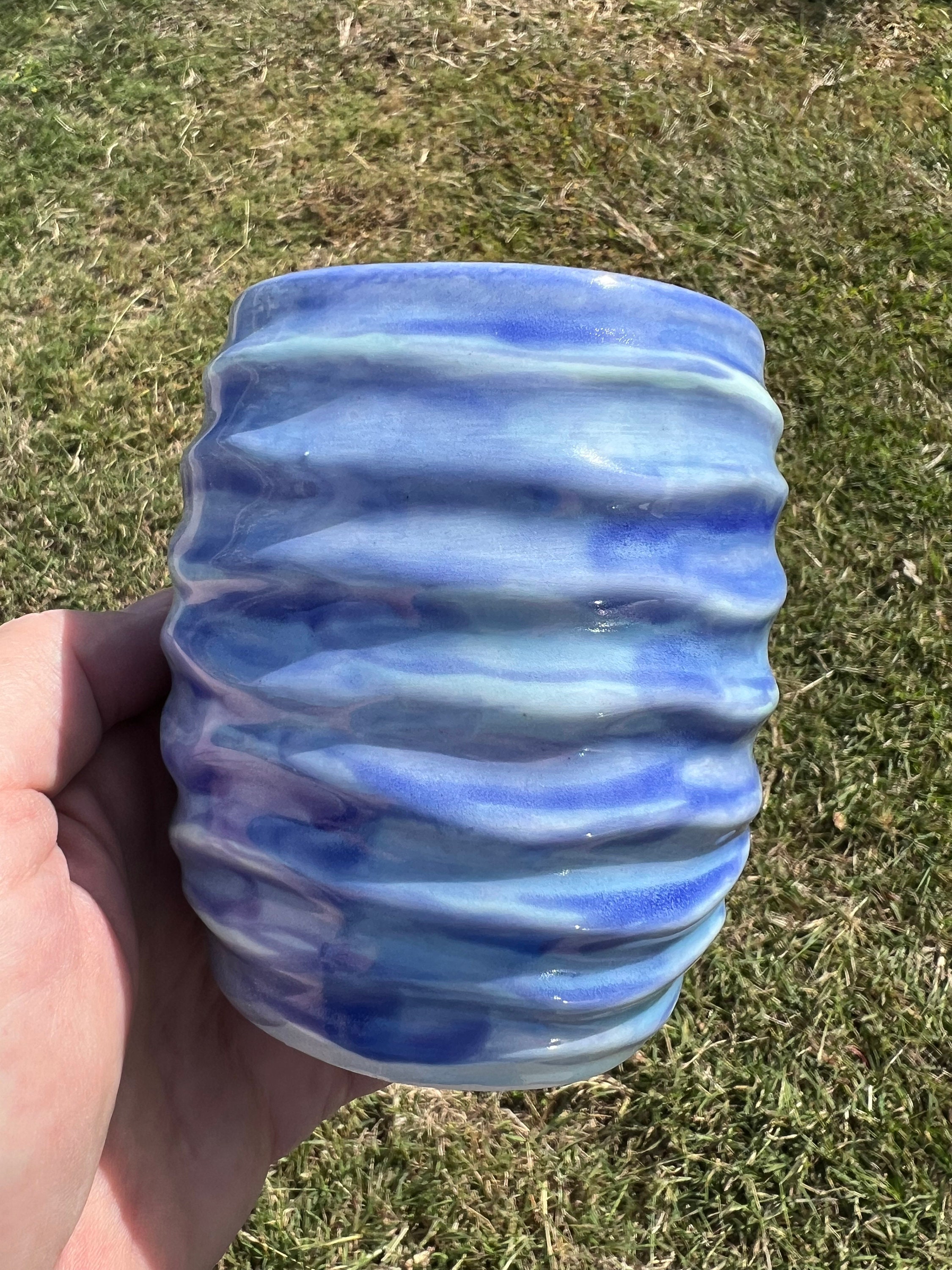 Wavy Mugs the Color of the Ocean - Etsy