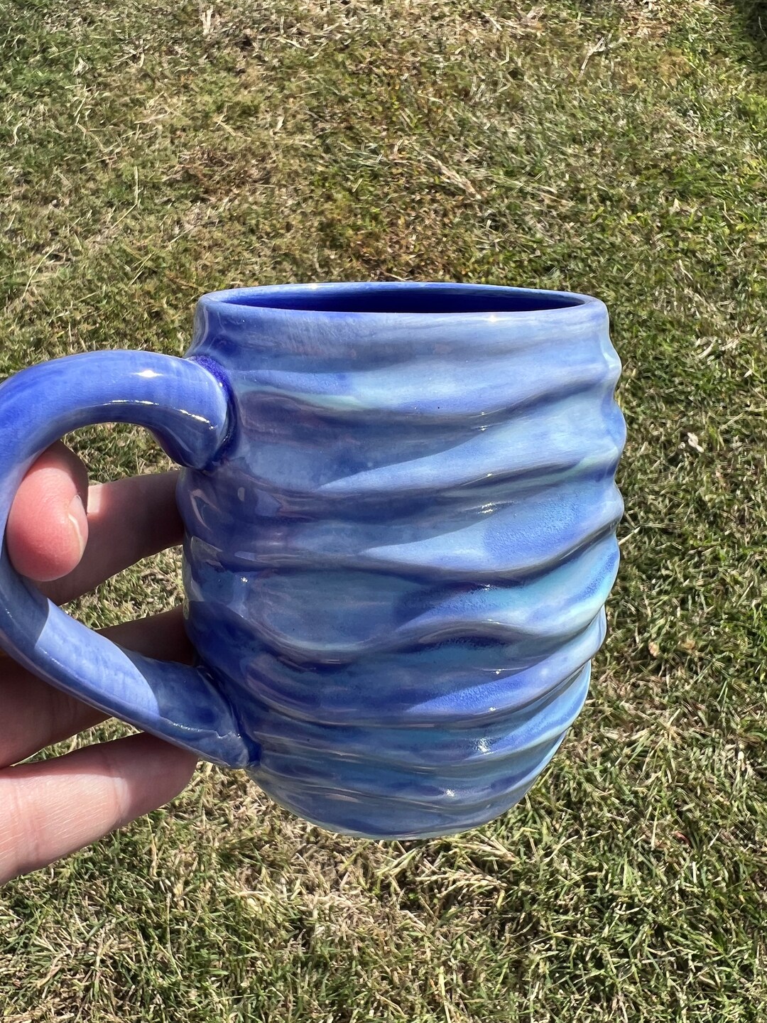Wavy Mugs the Color of the Ocean - Etsy