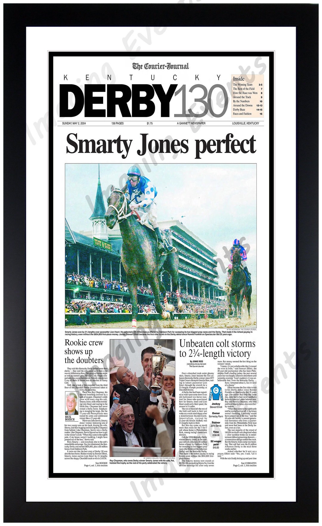 2004 Kentucky Derby Winner Smarty Jones & Stewart Elliot 130th Running ...