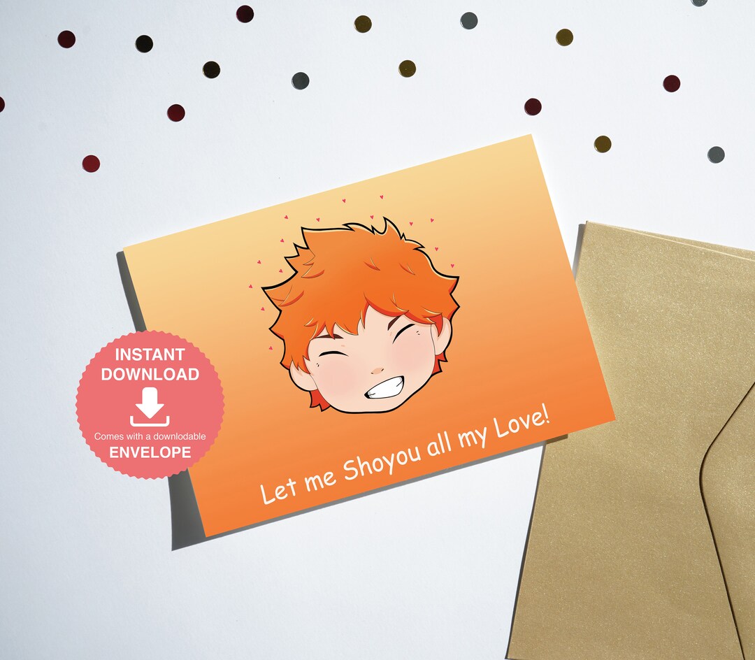 Printable Valentine's Day Card // Card With Envelope // Anime Valentine ...