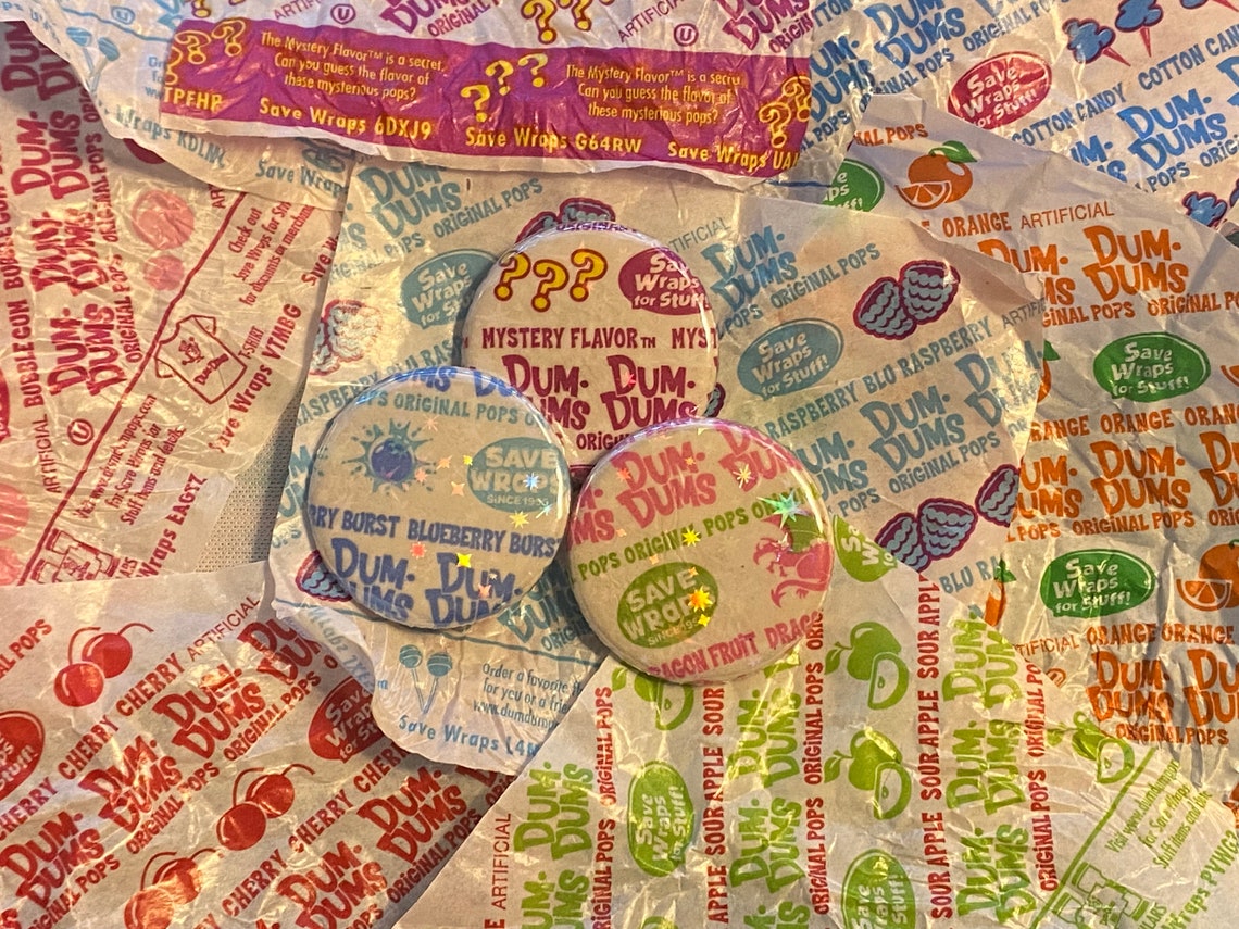 1.25 inch Upcycled Dum-Dum Wrapper Pinback Buttons and | Etsy