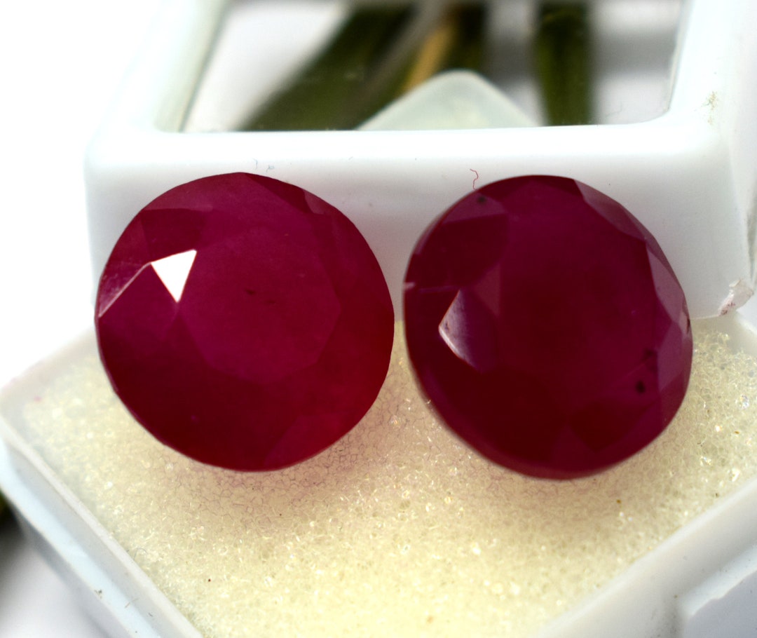 Natural Red Beryl in Pair Certified Loose Gemstone Round Shape 18-20ct ...