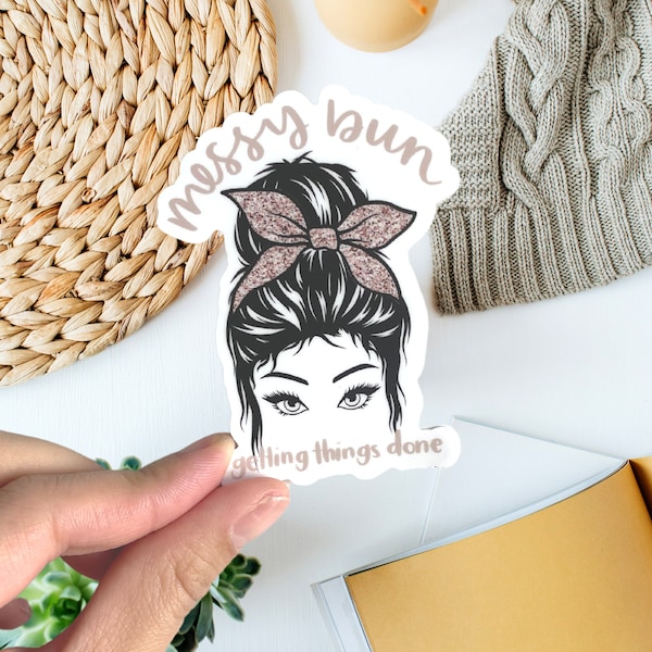 Boy Mom Messy Bun Sticker Decal - Etsy