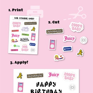 Y2K / Early 2000s Nostalgia DIGITAL DOWNLOAD Printable Sticker Sheet - Etsy