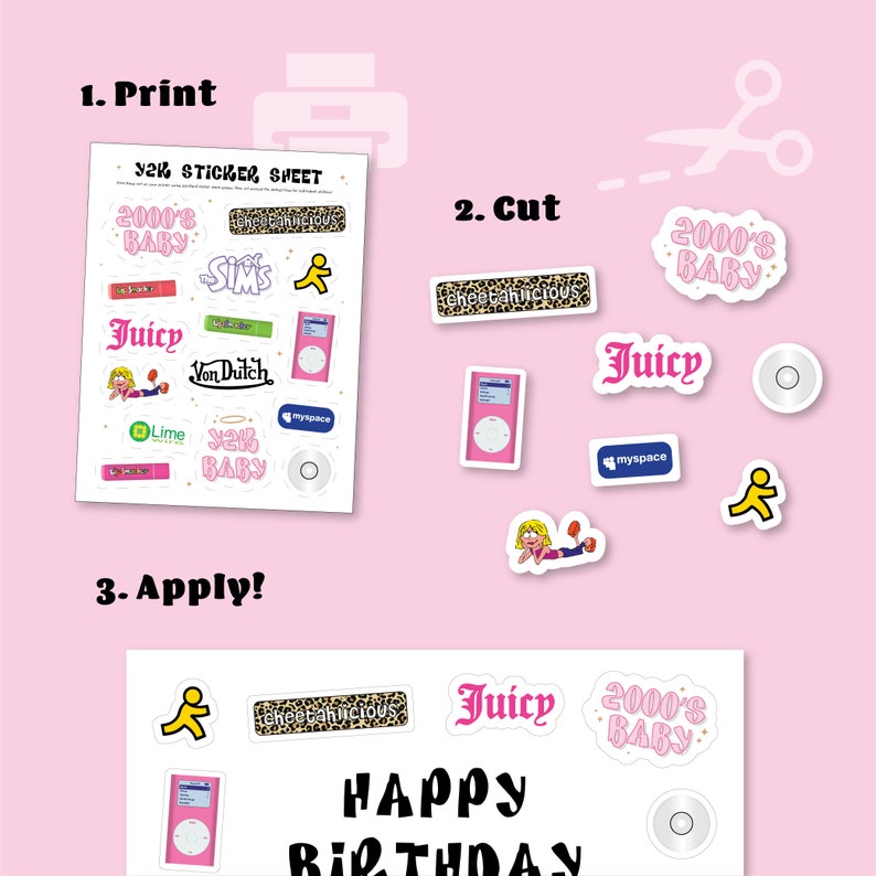 Y2K / Early 2000s Nostalgia DIGITAL DOWNLOAD Printable Sticker Sheet - Etsy