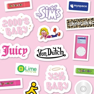 Y2K / Early 2000s Nostalgia DIGITAL DOWNLOAD Printable Sticker Sheet - Etsy