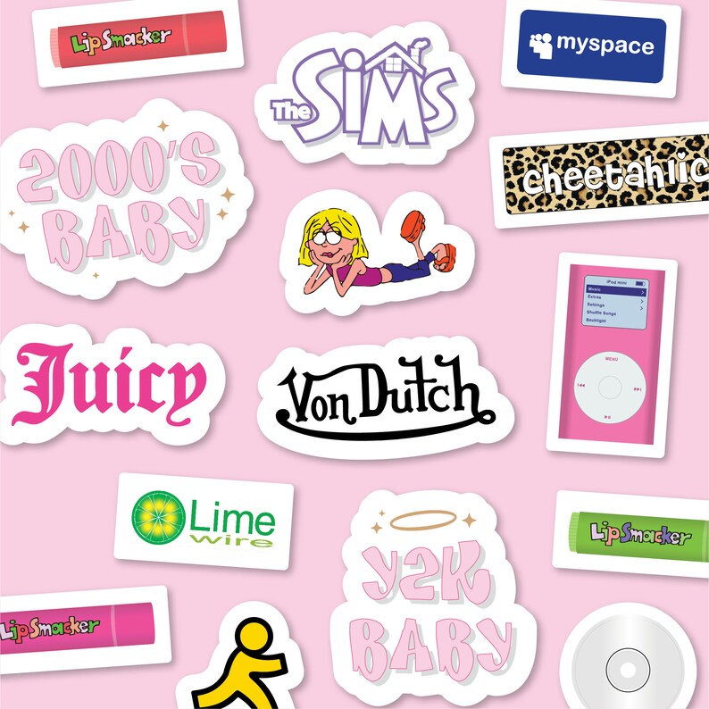 Y2K / Early 2000s Nostalgia DIGITAL DOWNLOAD Printable Sticker Sheet - Etsy