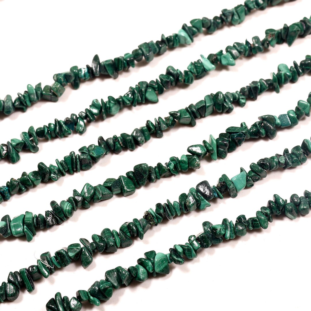 Genuine Green Malachite Uncut Chips Smooth Beads Strand for Jewelry ...