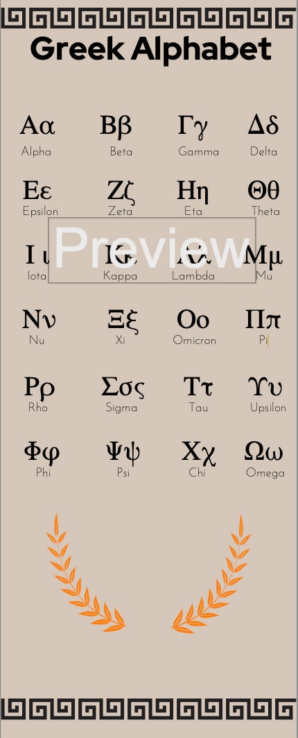Greek Alphabet Chart - Etsy