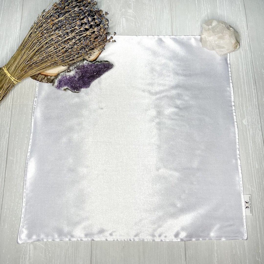 White Satin Altar Cloth, Tarot Cloth, Ritual Cloth, Rune Casting, Tarot ...