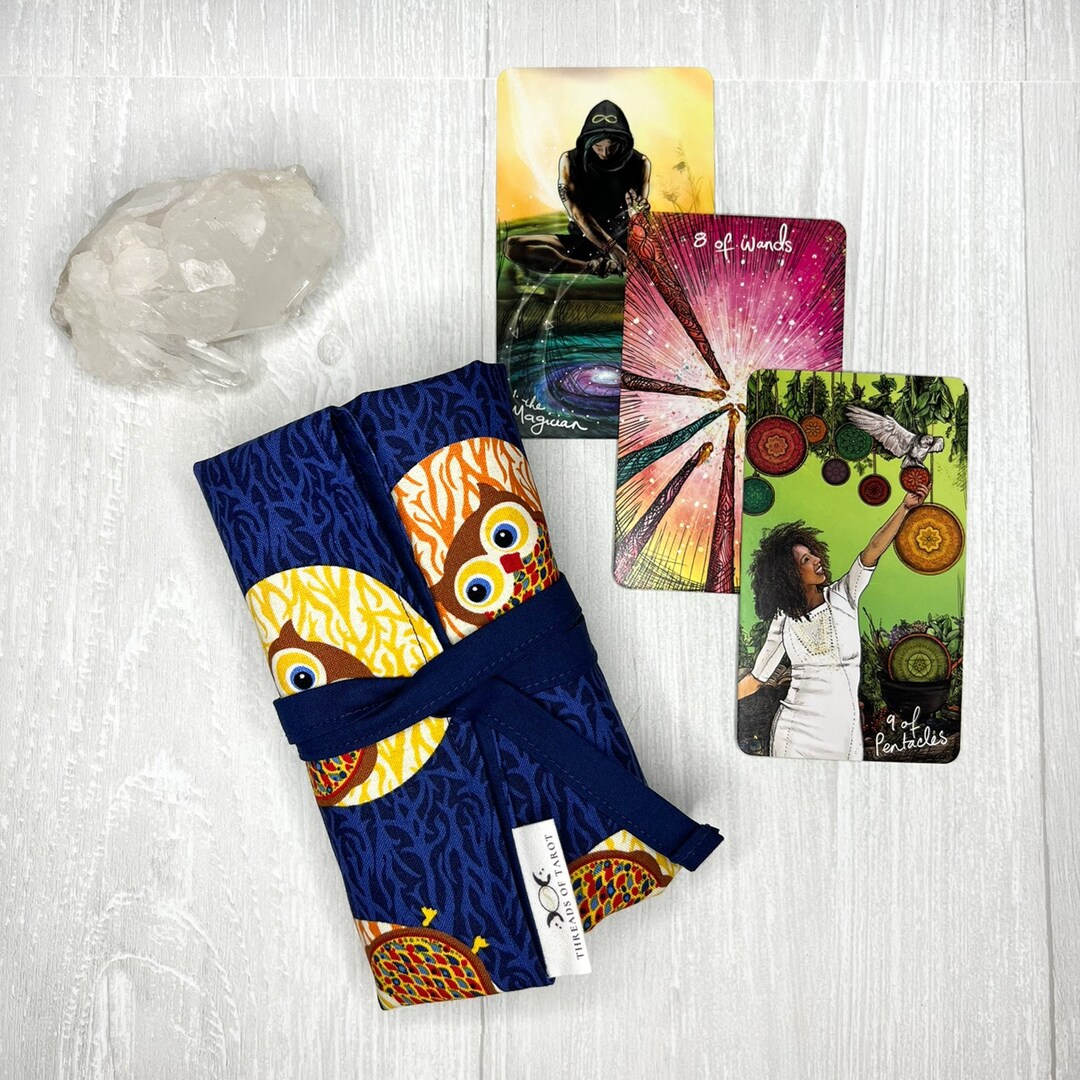 Owl Tarot Wrap, Blue Tarot Deck Storage Cloth, Oracle Deck Holder ...