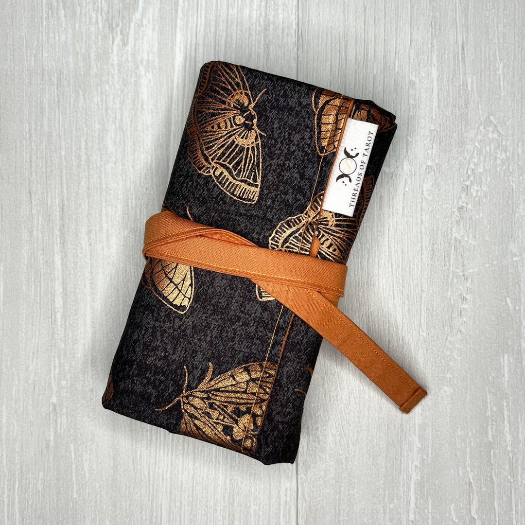 Gray & Copper Moth Tarot Wrap, Tarot Deck Storage Cloth, Tarot Card ...