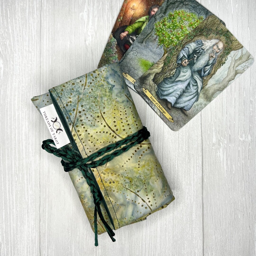 Green Earthy Tarot Wrap, Tarot Deck Storage Cloth, Tarot Card Holder ...