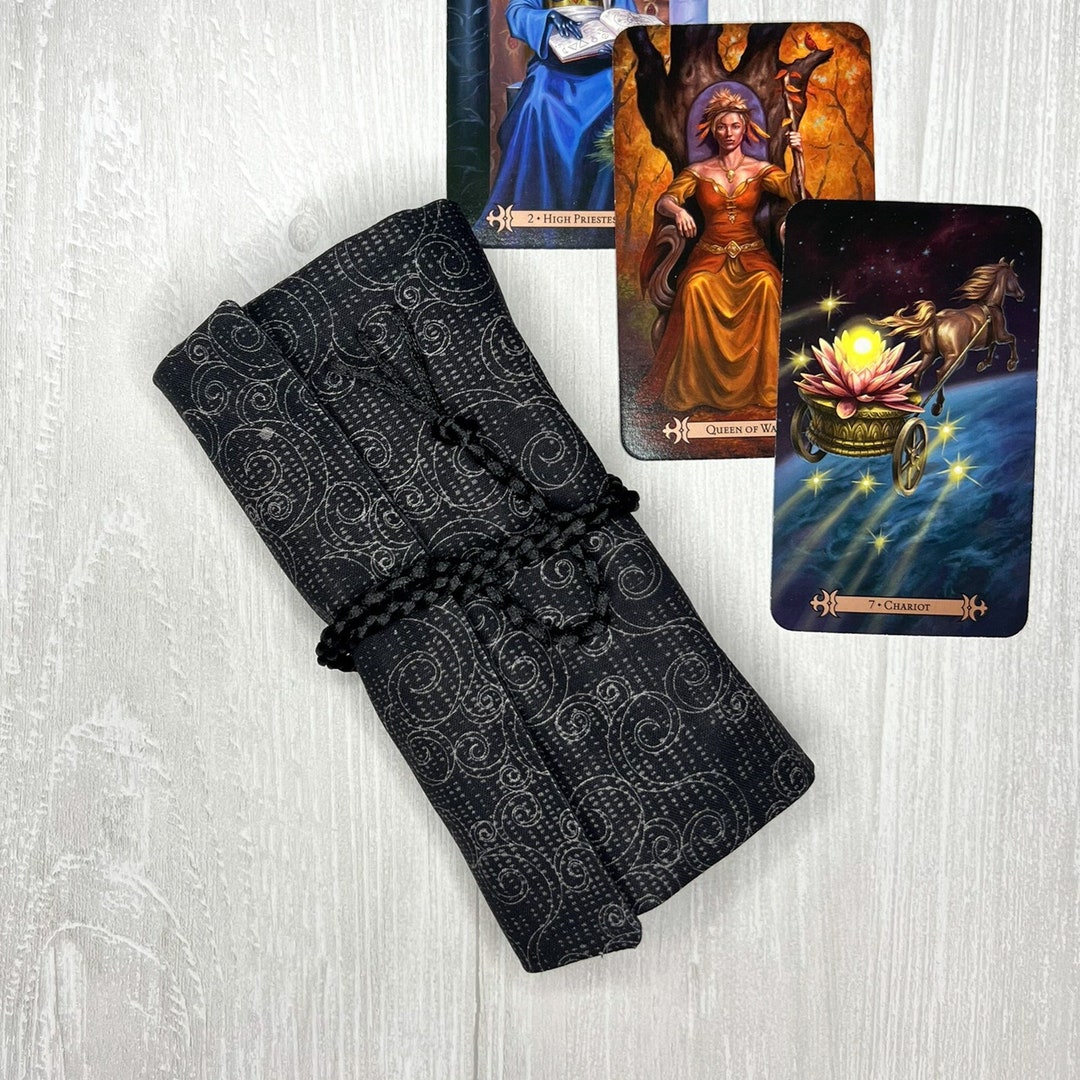 Gray Tarot Wrap Pouch, Tarot Fold Over Pouch, Tarot Supplies and ...