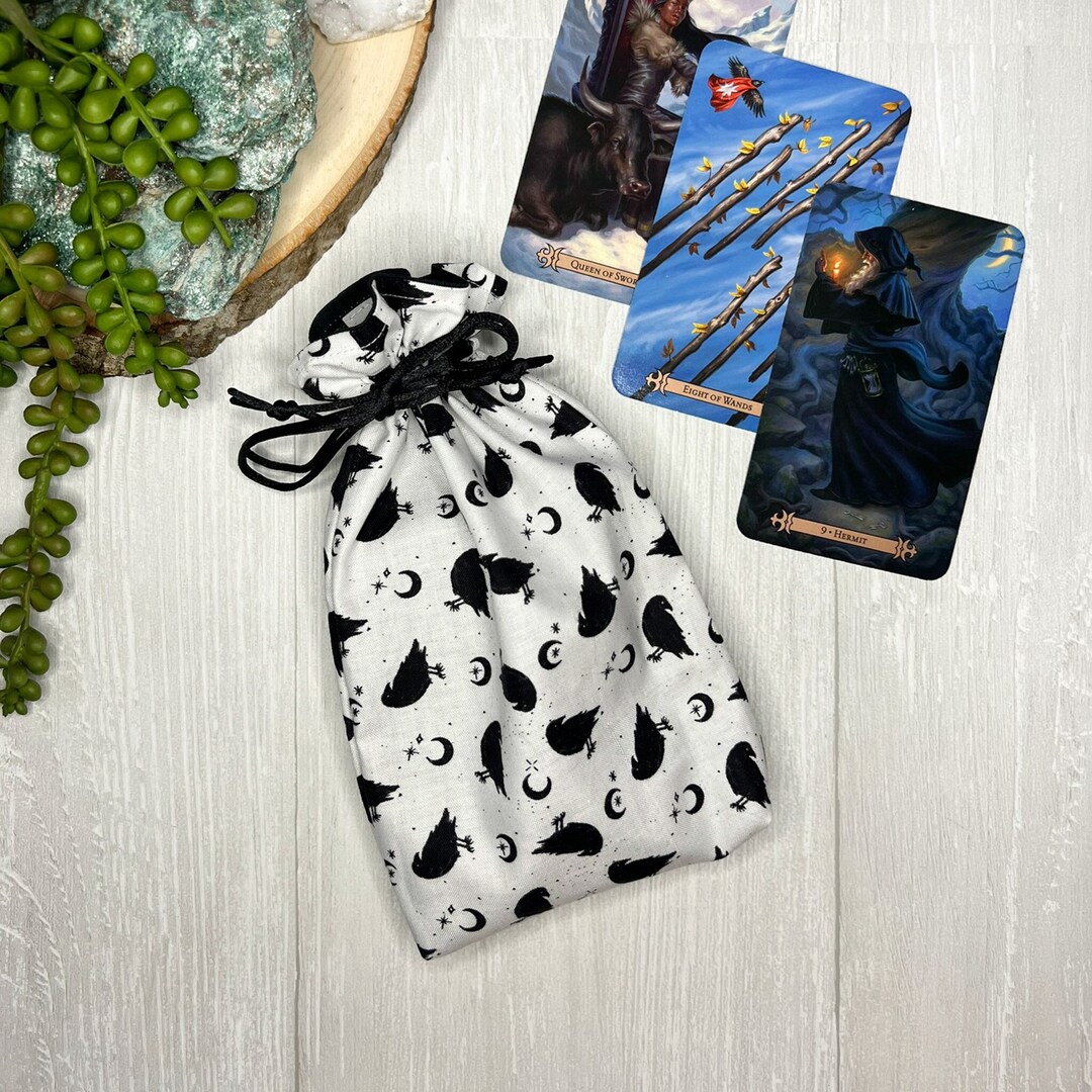 Crow Tarot Bag, Drawstring Pouch, Tarot Deck Storage Holder, Standard ...