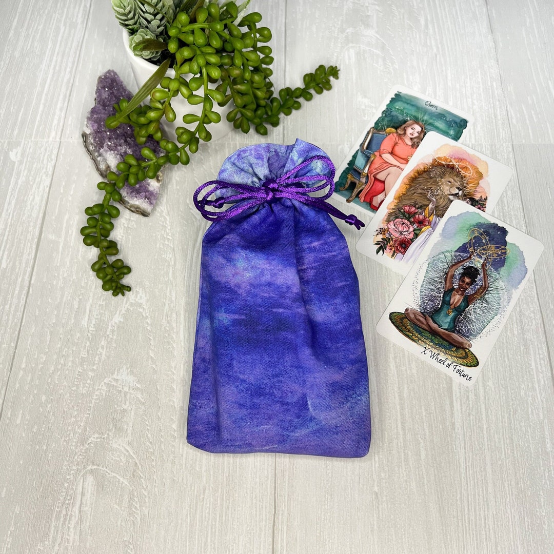 Blue and Purple Tarot Bag, Tarot Drawstring Pouch, Tarot Deck Storage ...