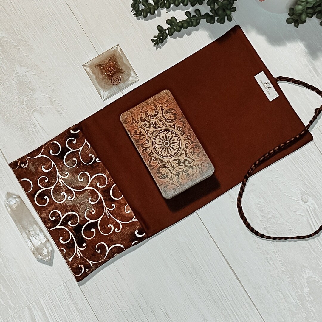 Brown Tarot Wrap Pouch, Tarot Fold Over Pouch, Tarot Supplies and ...
