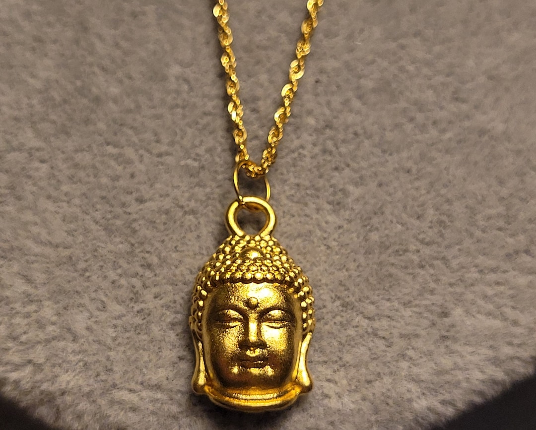 Customized 24K Solid Gold Buddha Pendant, Real 18K Gold Solid Rope ...