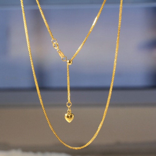 18K Solid Gold Chain 17 Inches - Etsy