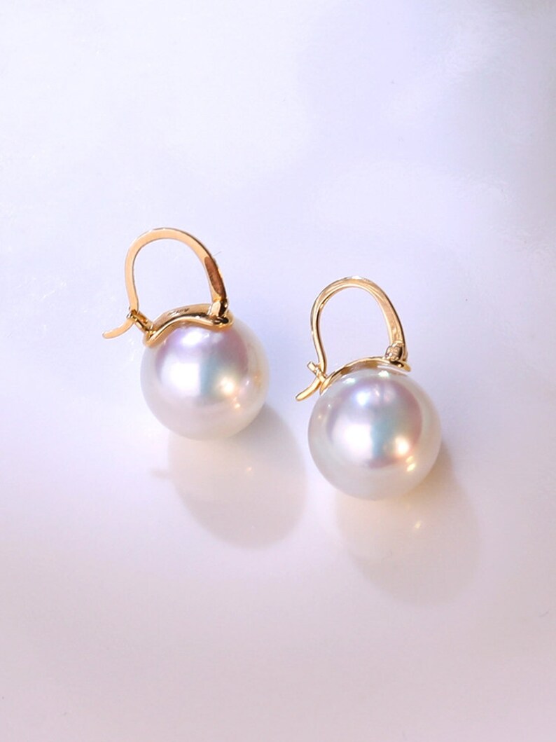 Customized 18K Solid Gold Thin Dangle Earring Hoops With Large - Etsy