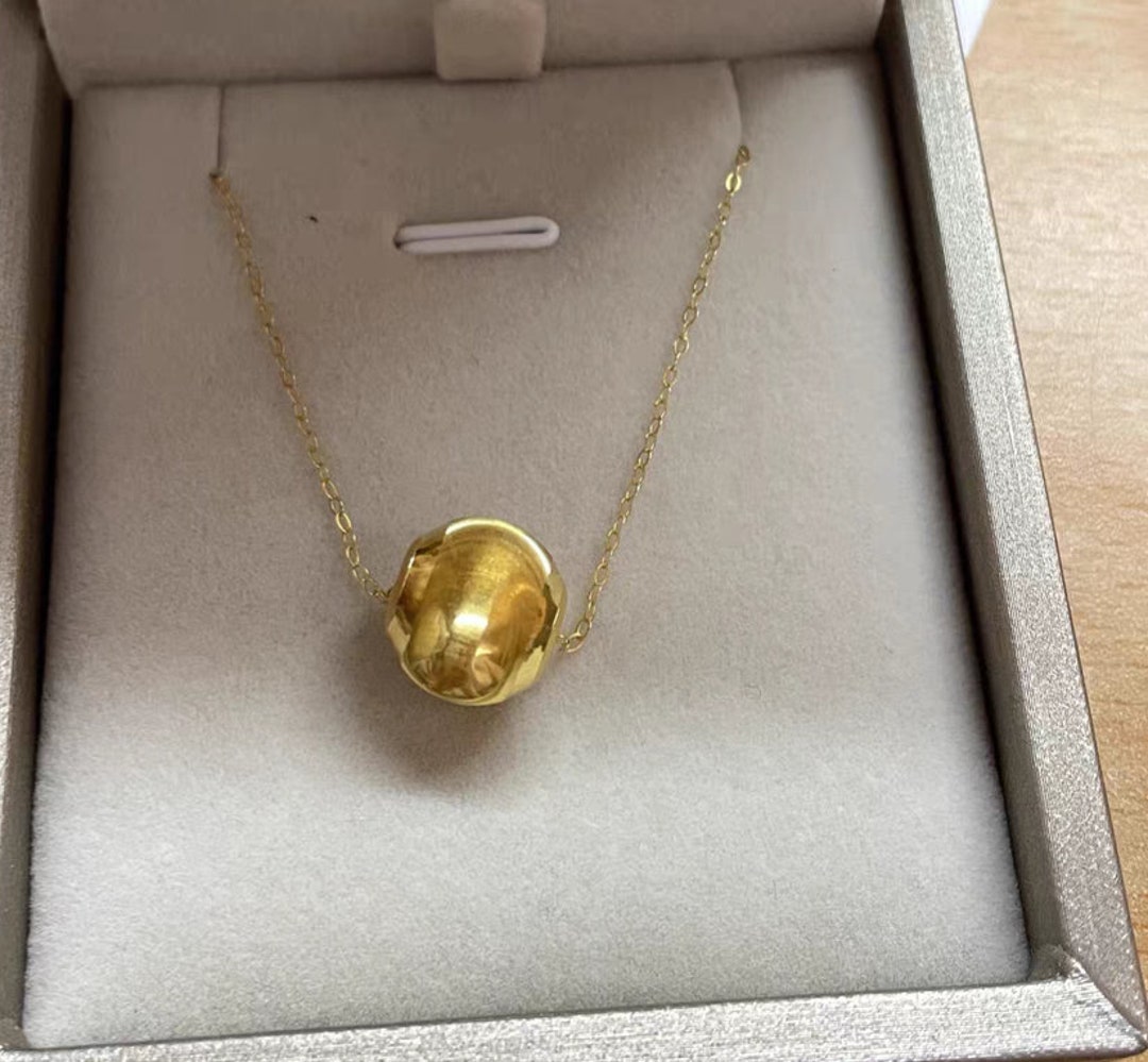 Customized 24K Solid Gold Ball Pendant, Real 24K Gold AU999 Solid Gold ...
