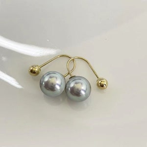 Customized 18K Solid Gold Screw Back Earring Studs With Akoya Gray ...