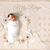 Personalized Baby Girl Milestone Blanket Customized Name Blanket Baby ...