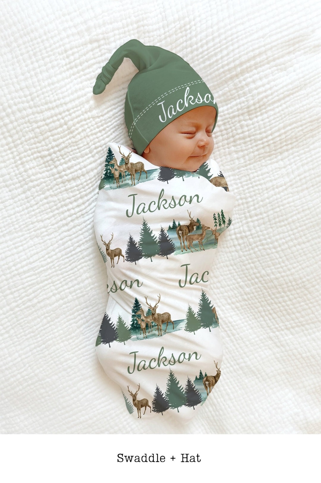 PERSONALIZED Woodland Deer Swaddle Baby Blanket / Hunting Animal Baby ...