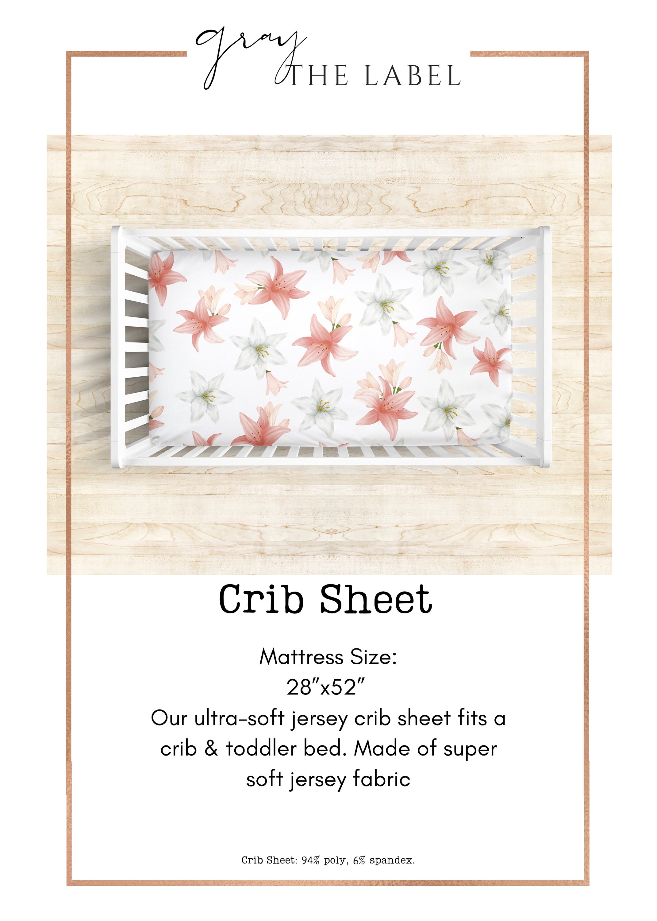 Lilly Floral Crib Sheet / Lilly Baby Bedding Baby Girl Lilly Flower ...