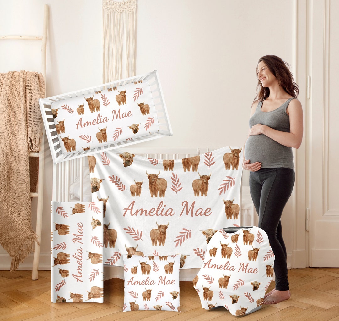 HIGHLAND COW Nursery Set Crib Bedding COWGIRL Baby Blanket Girl ...